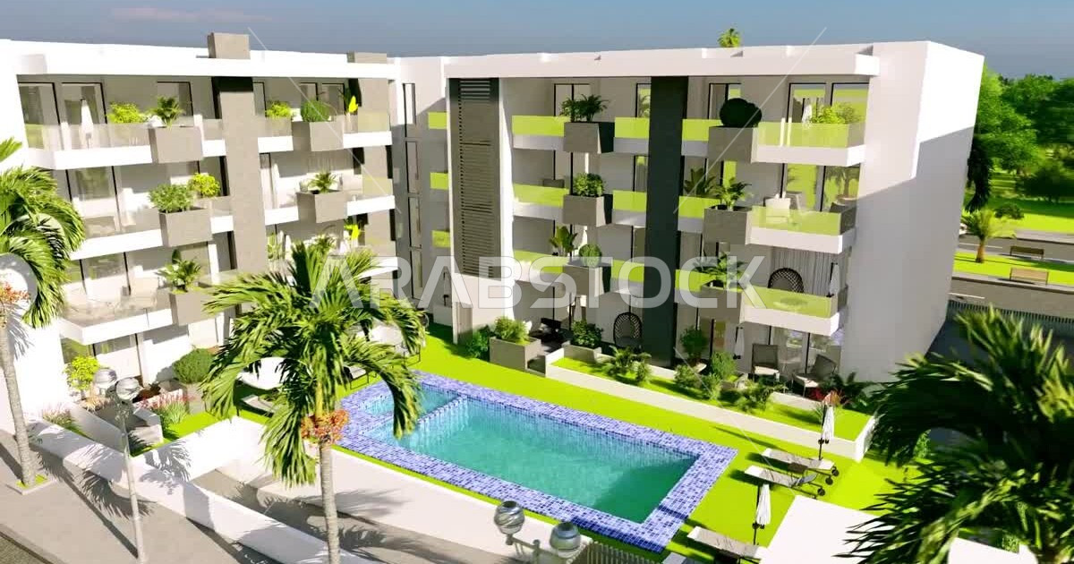 3D plan for a luxury residential complex, compounds, residential ...