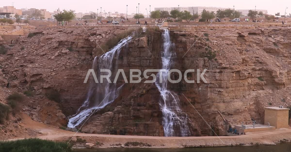 Beautiful view of Wadi Namar waterfall in Riyadh, Saudi Arabia ...