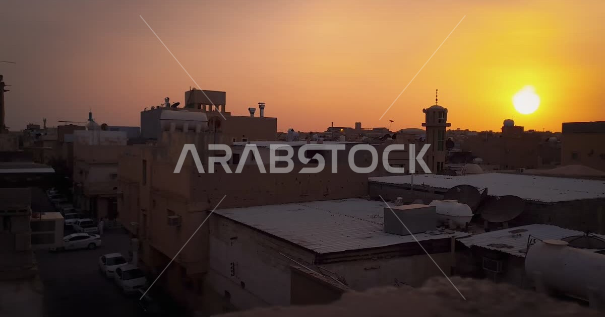 Time Laps view of sunset from rooftops in Riyadh in Saudi Arabia ...