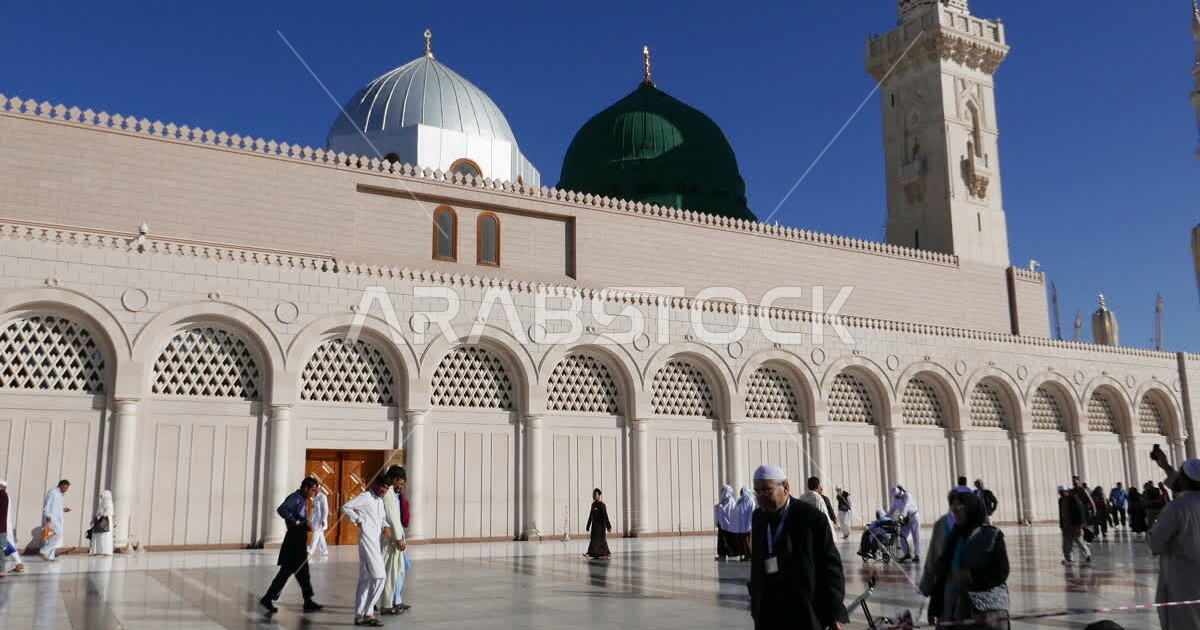 The square of the Prophet’s Mosque in Medina, Saudi Arabia, worship and ...