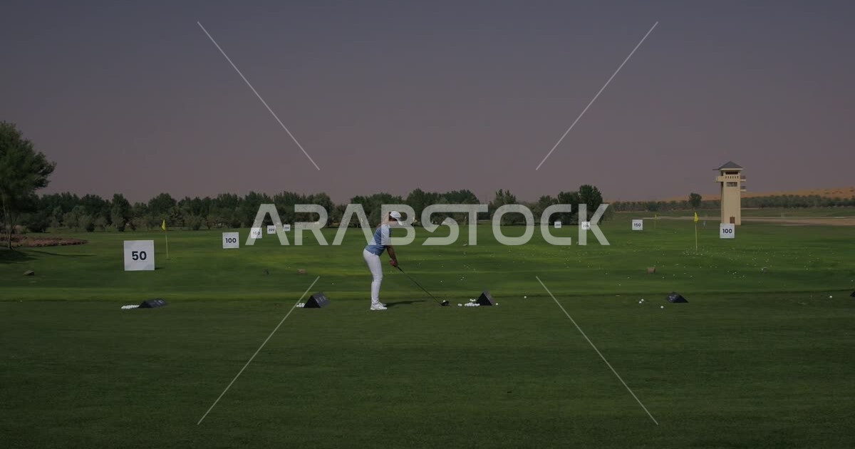Drone photography of large green spaces for practicing a game of golf ...