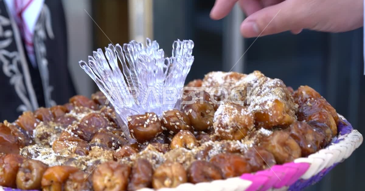 Close-up of the Saudi hospitality of healthy, fresh sugary dates, good ...