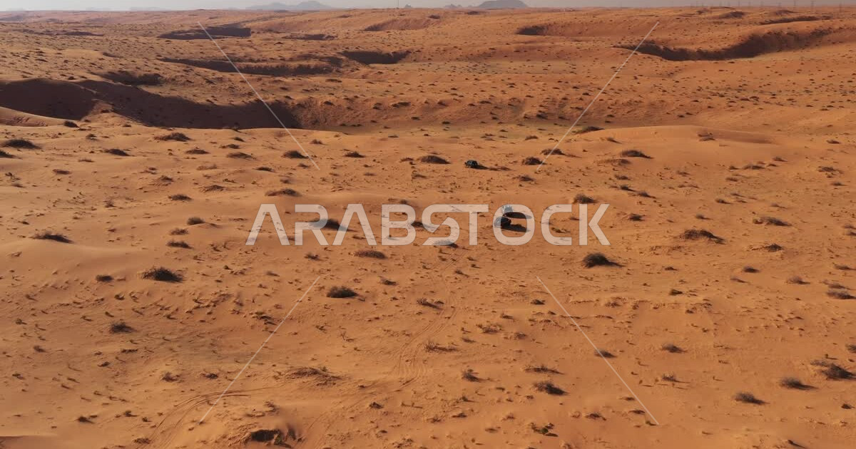 A view from the top of the great Nafud desert in Najd in the Kingdom of ...