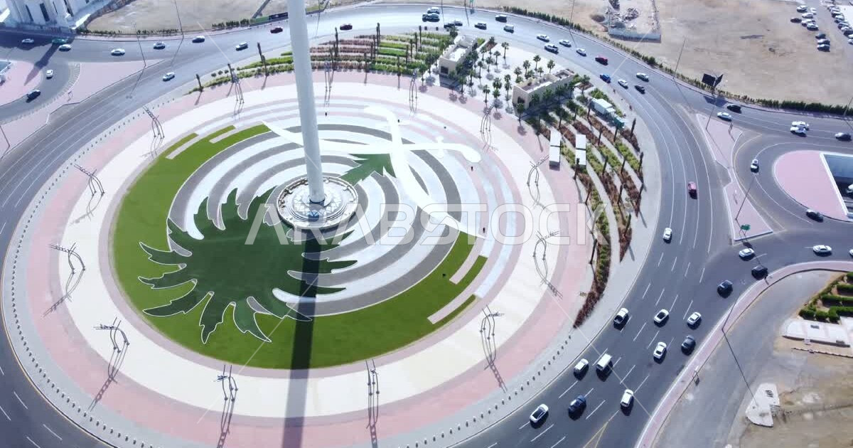 Drone photography in the daytime of the Jeddah flagpole, the flag pole ...