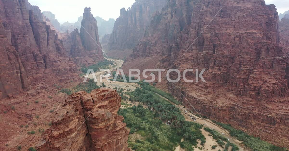 Drone photography of Wadi Al-Disah in the Tabuk region of the Kingdom ...