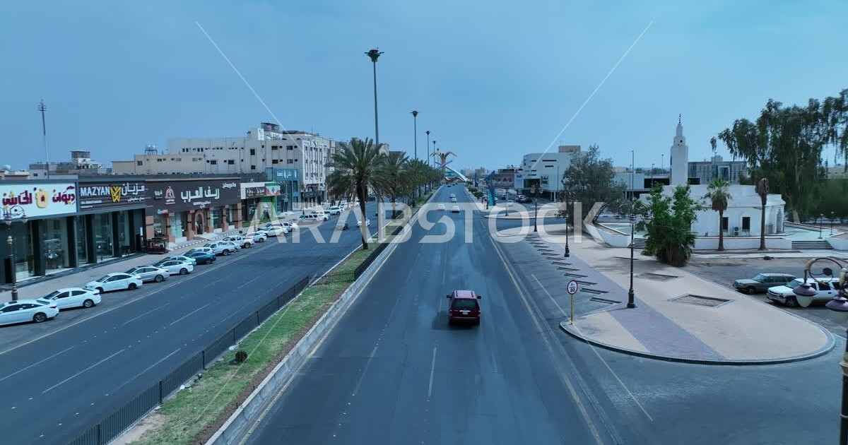 Drone photography from the top of the city of Tabuk in Saudi Arabia, Tabuk tourist attractions ...