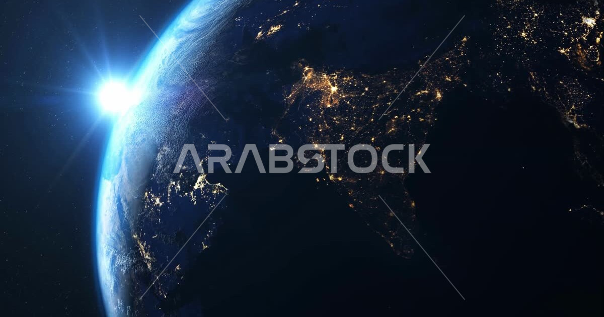 Realistic shot of planet Earth depiction of planet from space cinematic ...