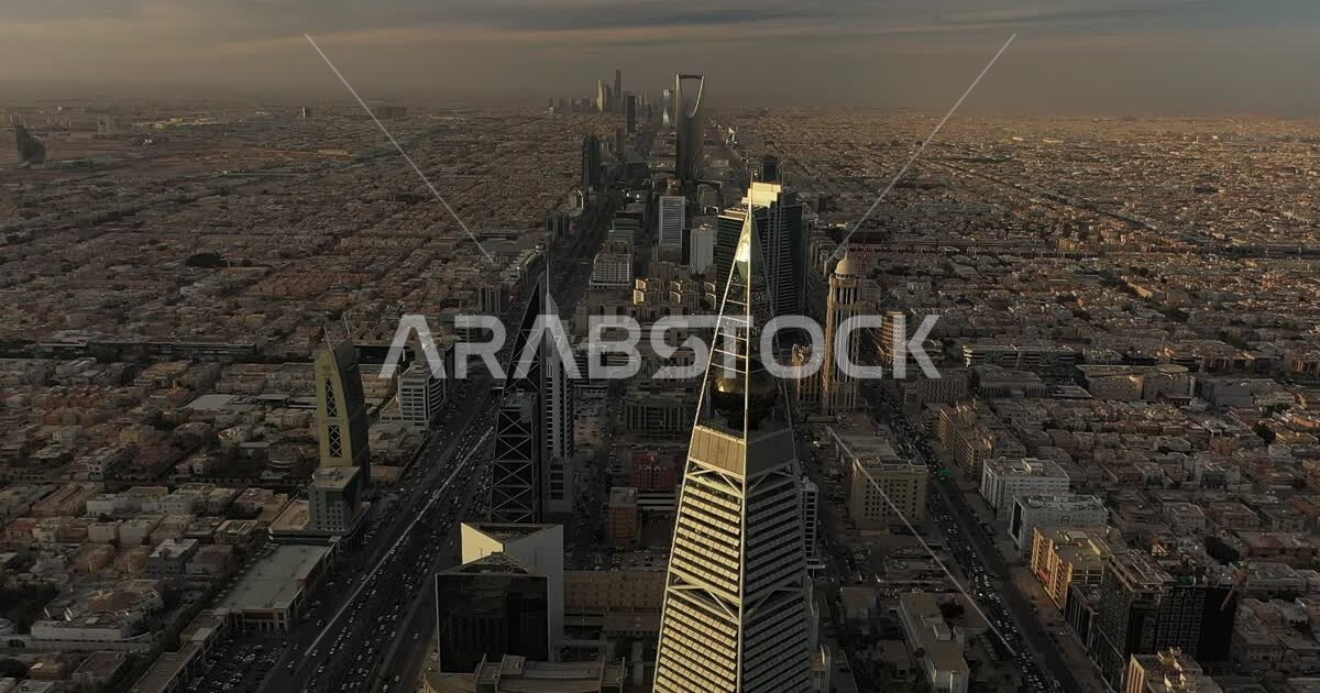 Aerial photography of Al-Faisaliah Tower from above, towers and ...