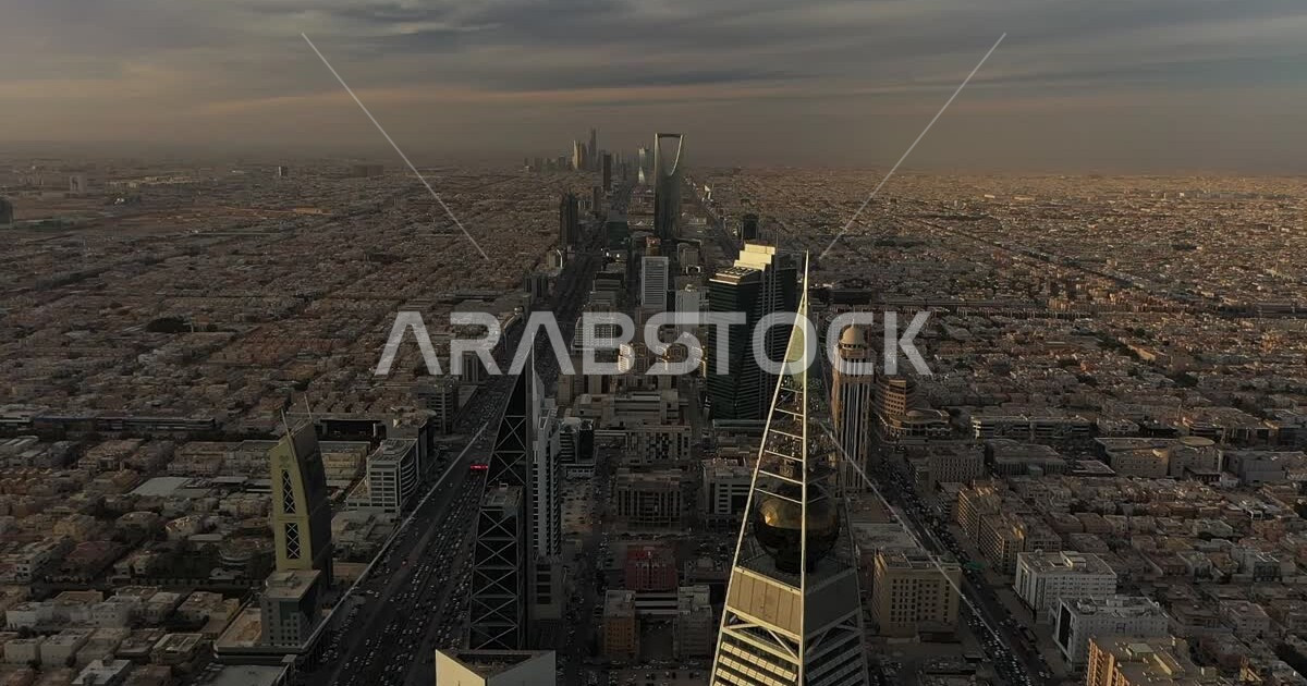 Aerial photography of Al-Faisaliah Tower from above, towers and ...