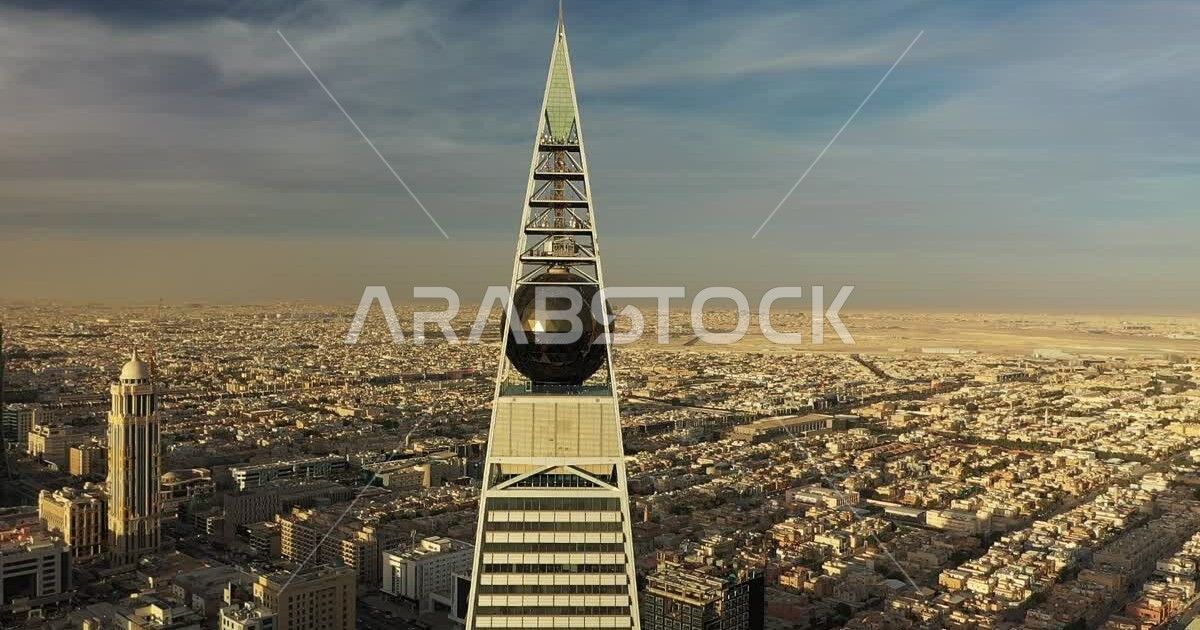 Aerial photography of Al-Faisaliah Tower in Riyadh, towers and ...