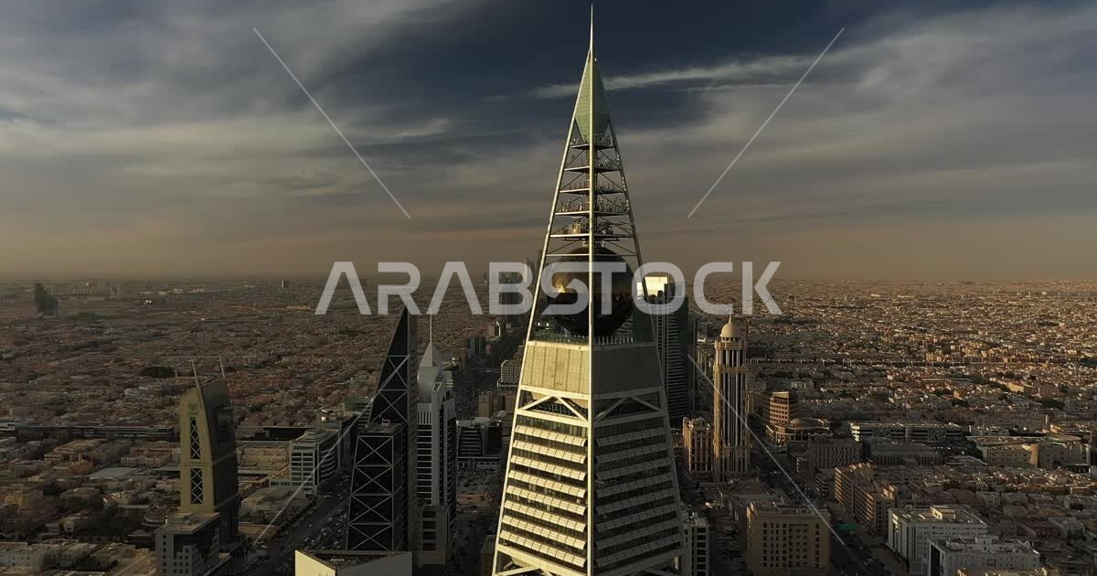 Aerial photography of Al-Faisaliah Tower in Riyadh, towers and ...