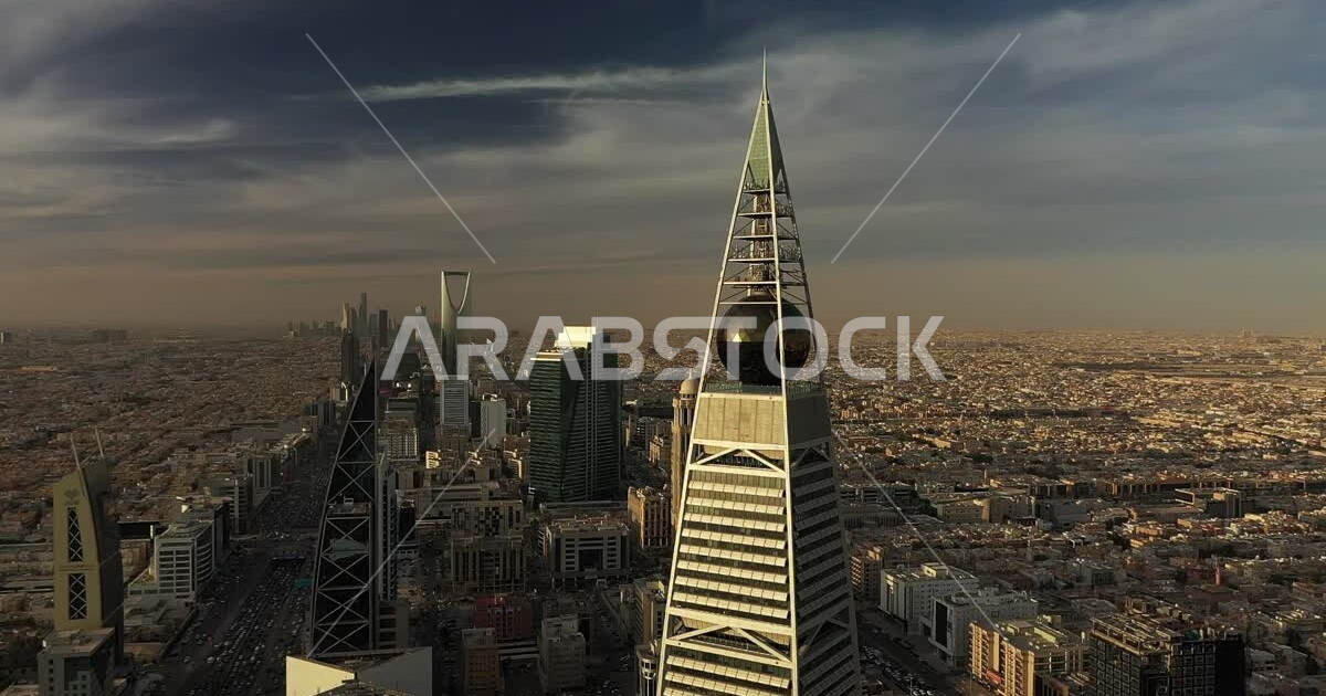 Aerial photography of Al-Faisaliah Tower in Riyadh, towers and ...