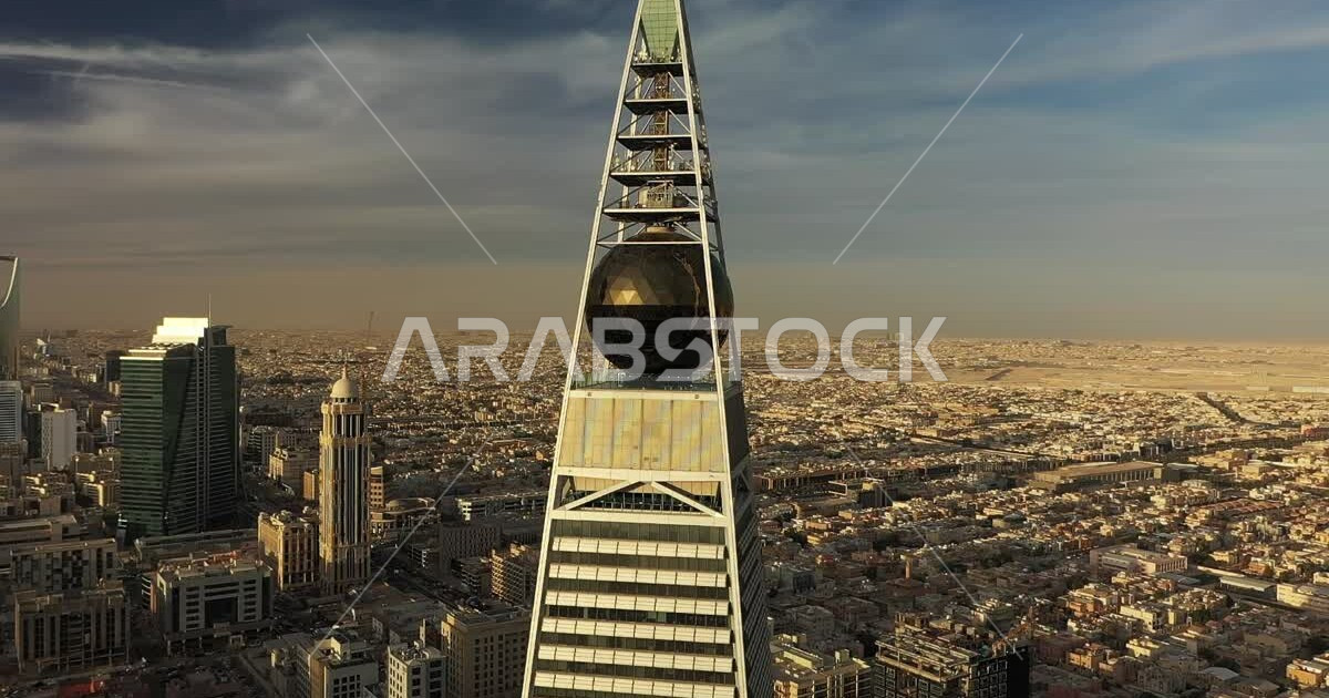 Aerial photography of Al-Faisaliah Tower in Riyadh, towers and ...