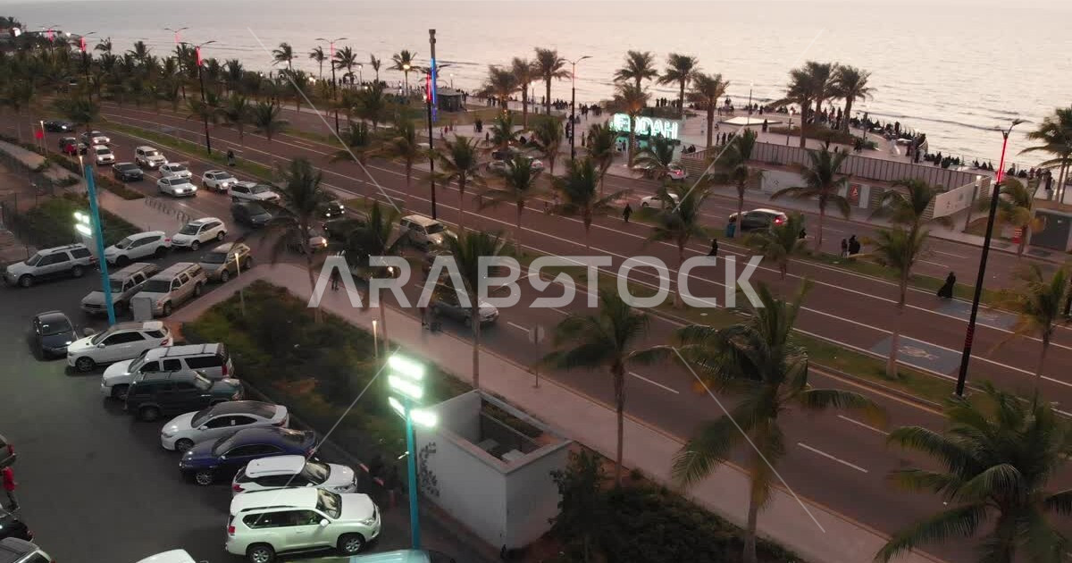Drone photography from the top of the Jeddah Corniche in Saudi Arabia ...