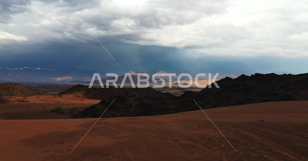 Drone photography of the desert of Badr Governorate in Madinah, desert ...