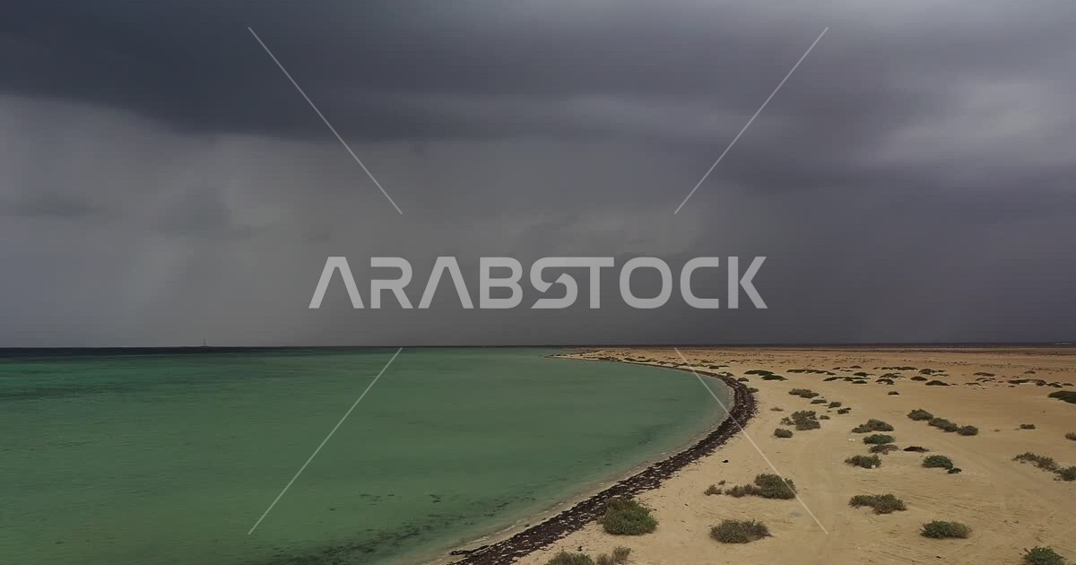 Drone photography of Al-Rais beach in Al-Madinah Al-Munawwarah region ...