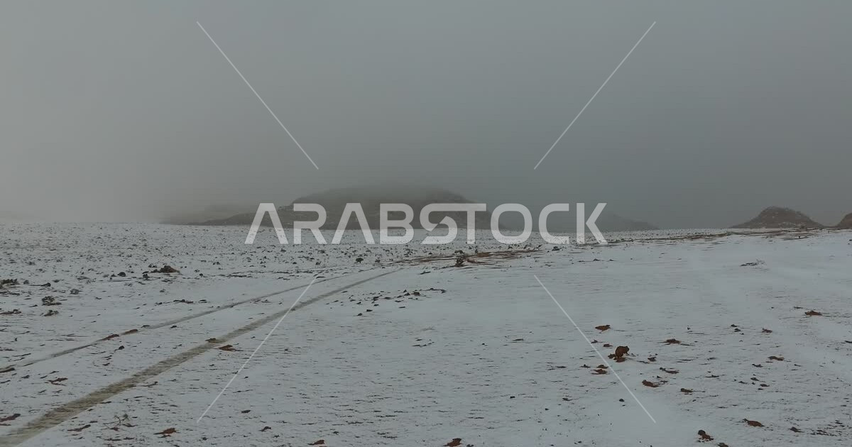 Al-Dhahr region northwest of Tabuk, Saudi Arabia, covered with snow ...