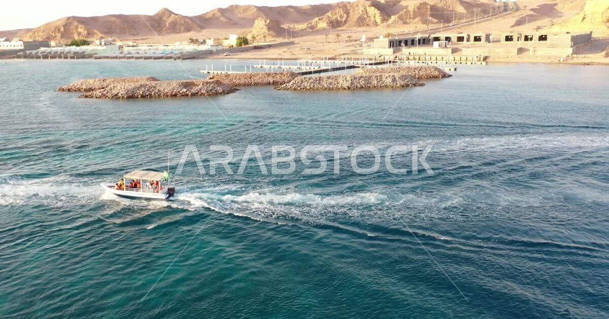 Drone photography of Haql Governorate beach on the coast of the Red Sea ...