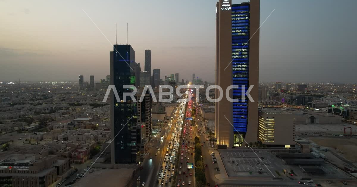 Drone photography on King Fahd Road in Riyadh, Saudi Arabia ...