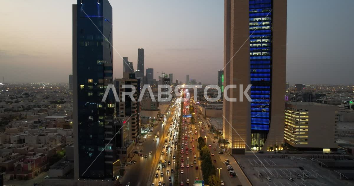 Drone photography on King Fahd Road in Riyadh, Saudi Arabia ...
