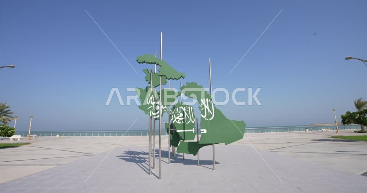 Sculpture of a homeland in Al-Khobar Corniche in the Eastern Province ...