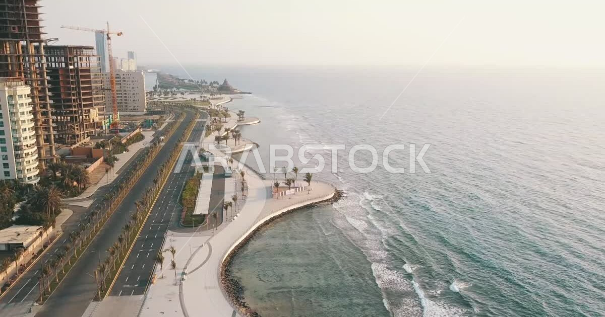 Drone photography of the waterfront in Jeddah, Saudi Arabia, the Jeddah ...