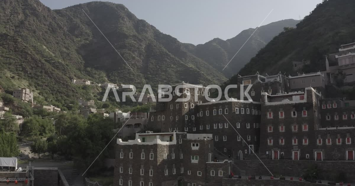 Drone photography of the historic Rijal Alma village in Asir, Saudi ...