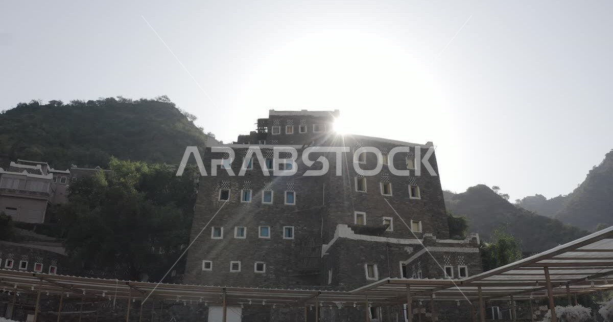 Drone photography of the historic Rijal Alma village in Asir, Saudi ...