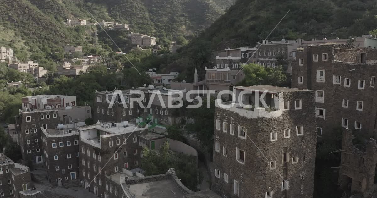 Drone photography of the historic Rijal Alma village in Asir, Saudi ...