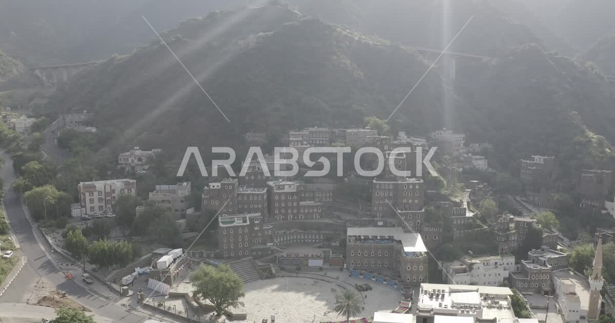 Drone photography of the historic Rijal Alma village in Asir, Saudi ...