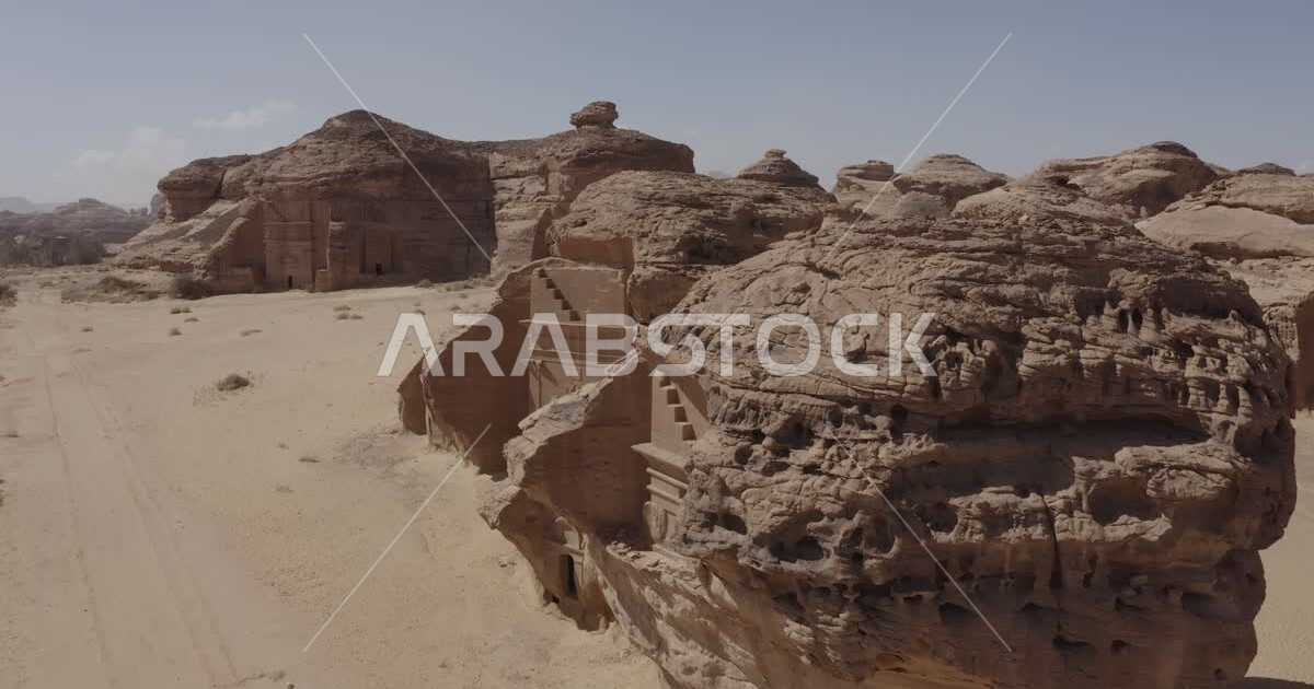 Drone photography of the rock formations in Al-Ula Governorate, Kingdom ...