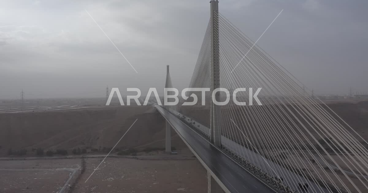 Drone photography of the suspension bridge in Riyadh, Saudi Arabia ...