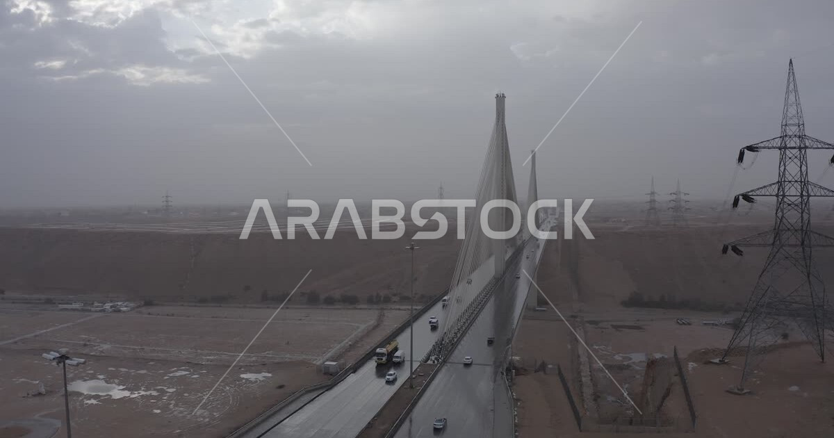 Drone photography of the suspension bridge in Riyadh, Saudi Arabia ...