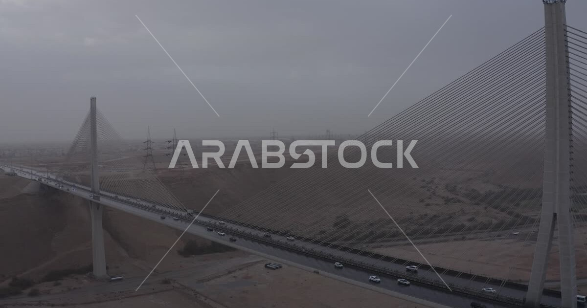 Drone photography of the suspension bridge in Riyadh, Saudi Arabia ...