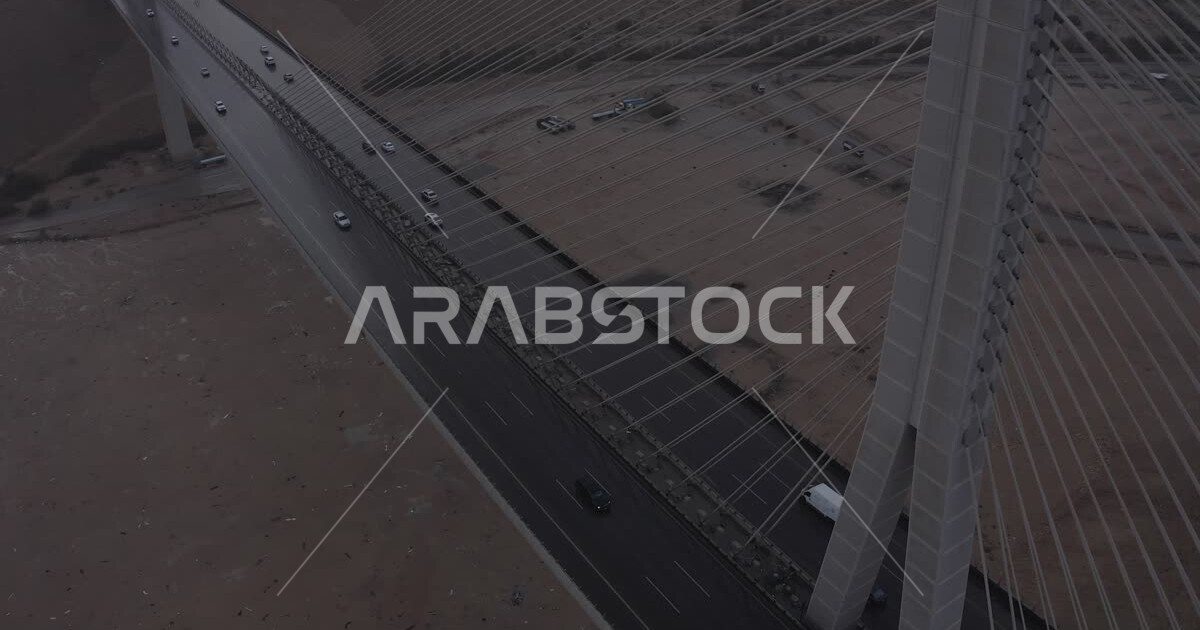 Drone photography of the suspension bridge in Riyadh, Saudi Arabia ...