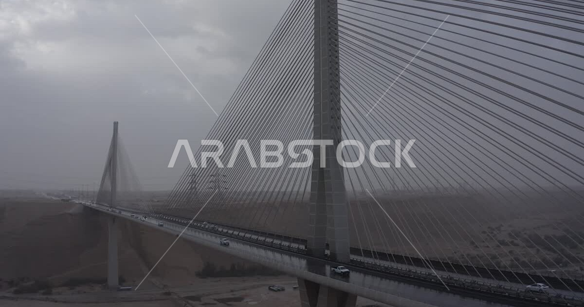Drone photography of the suspension bridge in Riyadh, Saudi Arabia ...