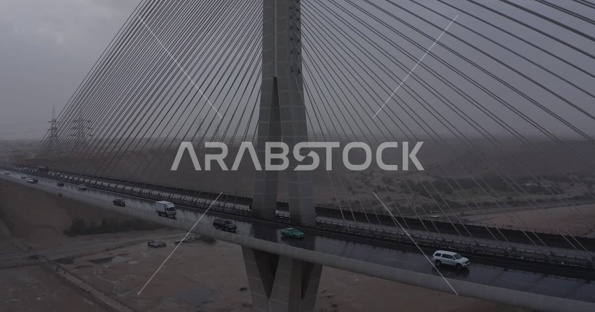 Drone photography of the suspension bridge in Riyadh, Saudi Arabia ...