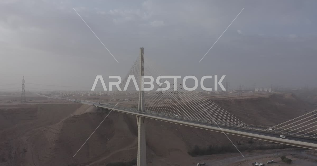Drone photography of the suspension bridge in Riyadh, Saudi Arabia ...