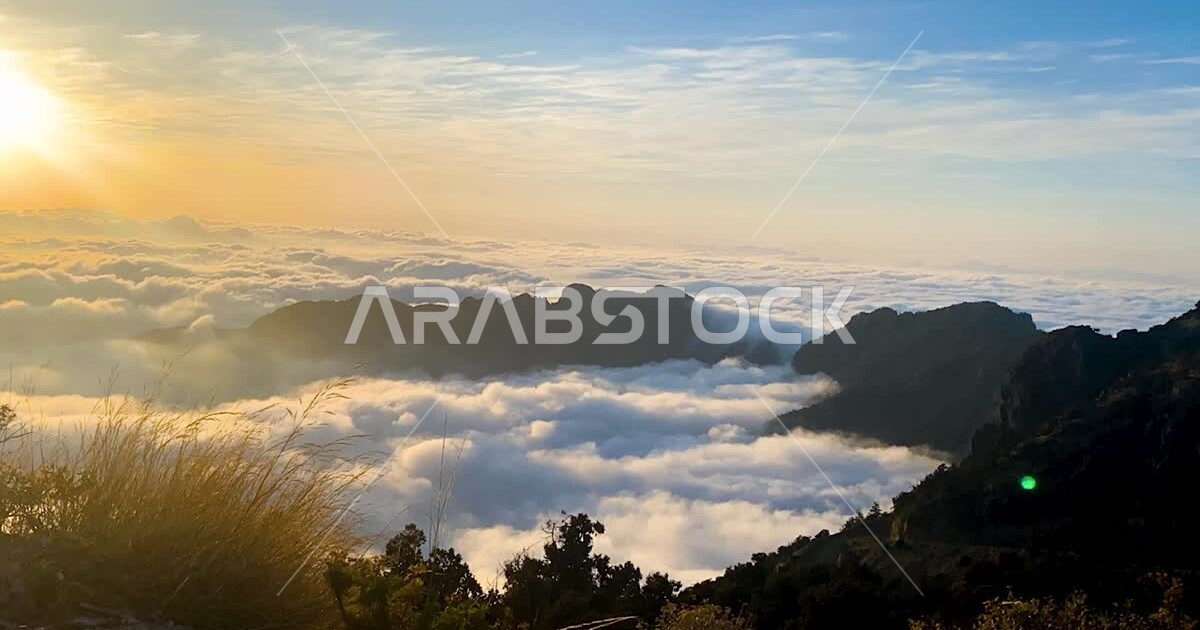 Cloud movement in the Al-Soudah region of Asir in the Kingdom of Saudi ...