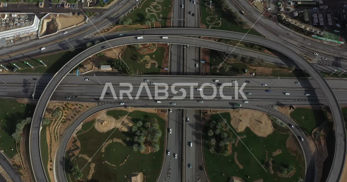 Cairo Square, aerial photography of car traffic on the highway in ...