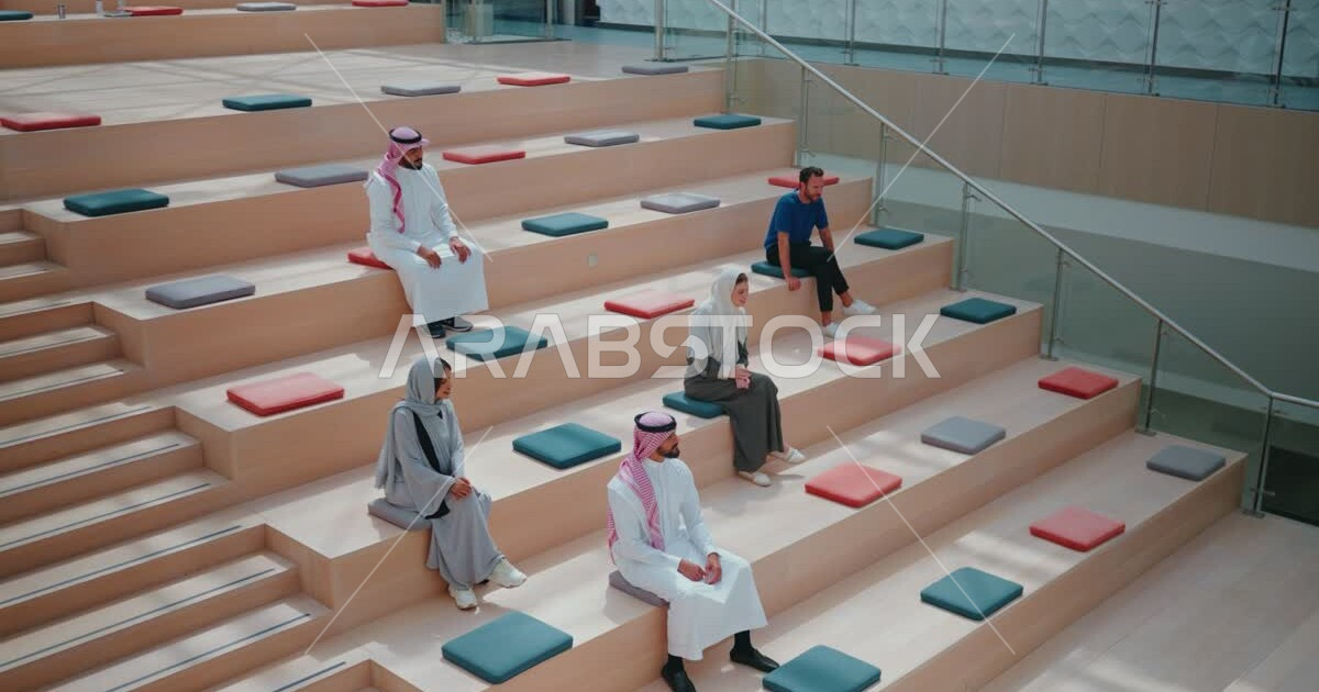 Saudi Arab Gulf university students in the university lecture hall ...