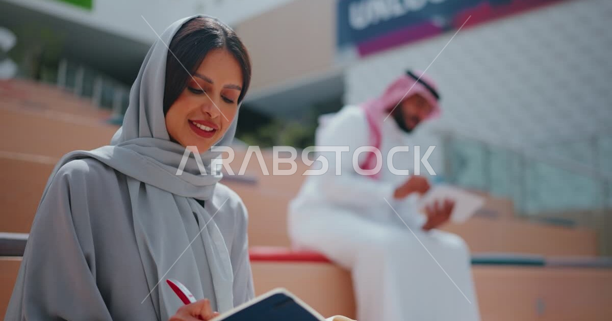 Close-up of a Saudi Arabian Gulf student in the lecture hall at the ...