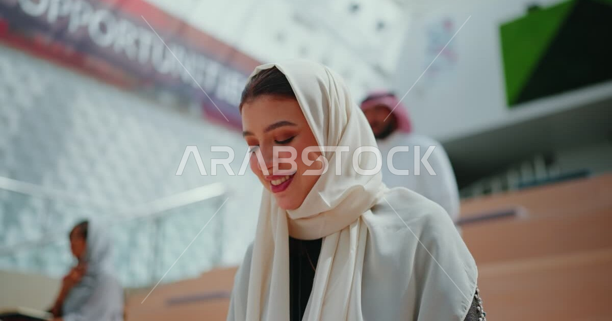 Close-up of a Saudi Arabian Gulf student in the lecture hall at the ...
