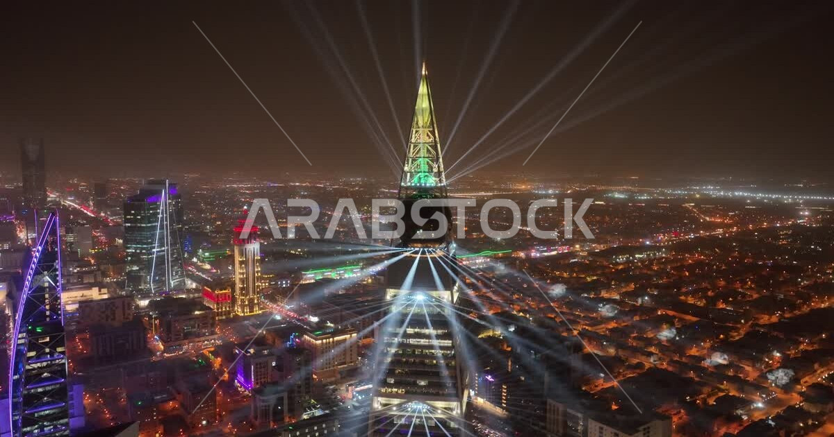 Aerial photography of the rays of light during the celebrations of the ...