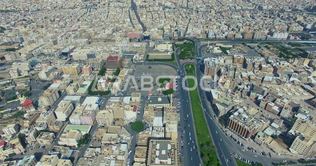 Arial view of the streets and buildings of Taif City, Saudi Arabia ...