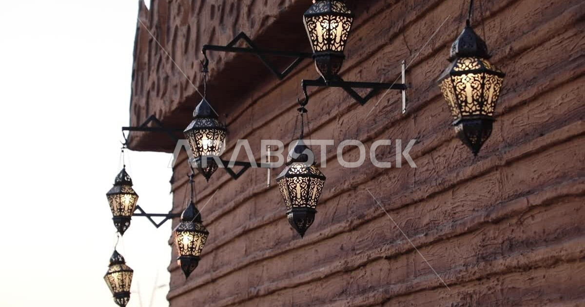 The lighting and lamps hanging on the building in the Al Ruddaf Tourist ...