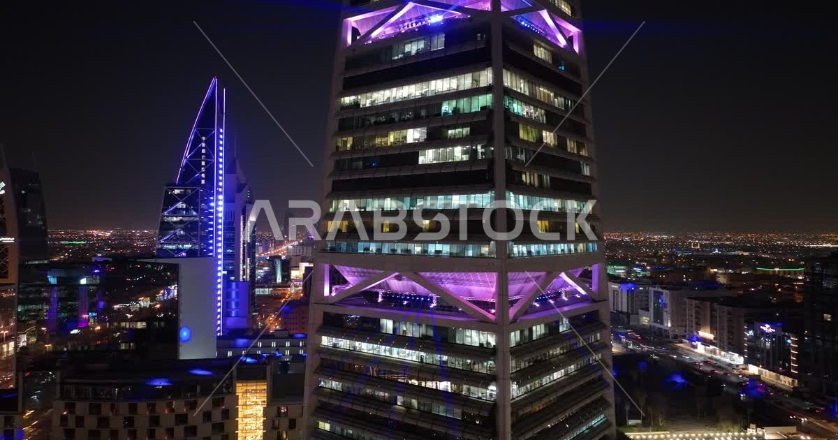 Drone photography of Al-Faisaliah Tower in Riyadh, Saudi Arabia at ...
