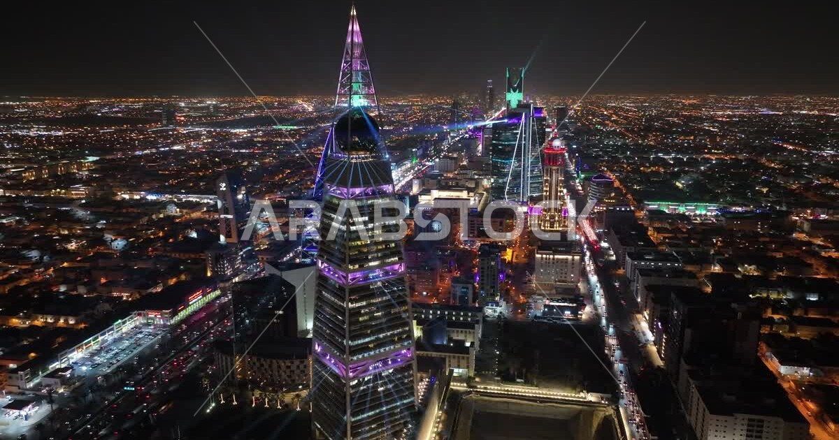 Drone photography of Al-Faisaliah Tower in Riyadh, Saudi Arabia at ...
