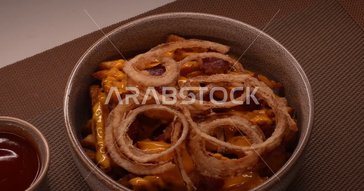 A plate of French fries, Arabic meals, appetizers, delicious recipes ...
