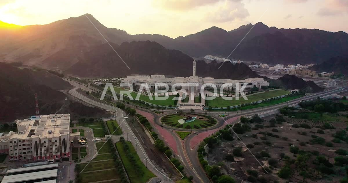 Aerial photography of the Shura Council in the city of Muscat in Oman ...